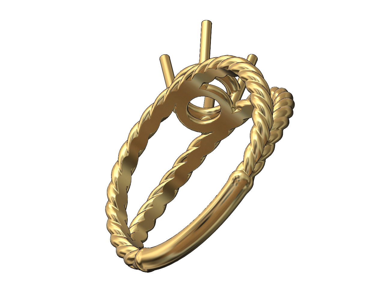 STL file Double row twisted wire ring with 6mm round diamond 3D print ...
