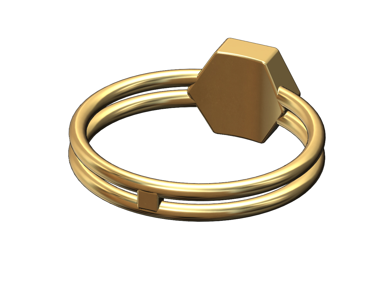 STL file Double wire hexagonal simple signet ring US sizes 5to9 3D ...