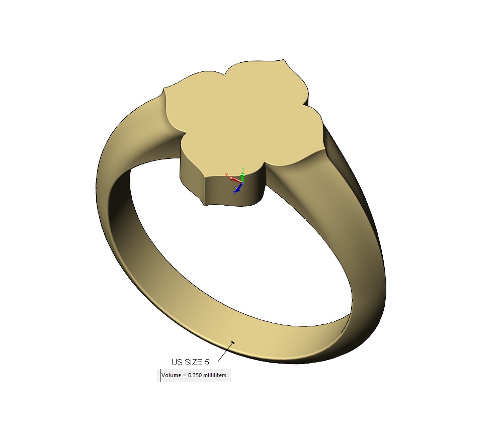 STL file Simple ornamental shaped signet ring US sizes 5to9 3D print ...