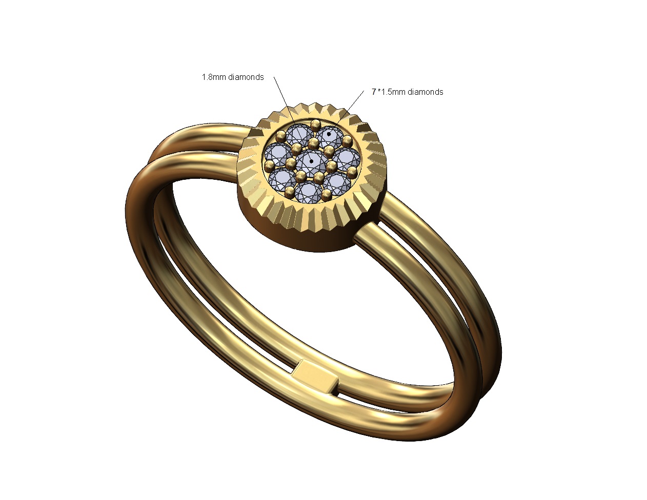 STL file Round diamond cluster wire ring US sizes 5to9 3D print model 💎 ...