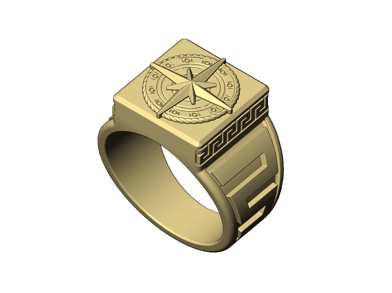 STL file Compass greek key pattern signet US size 10 3D print model 🧭 ...
