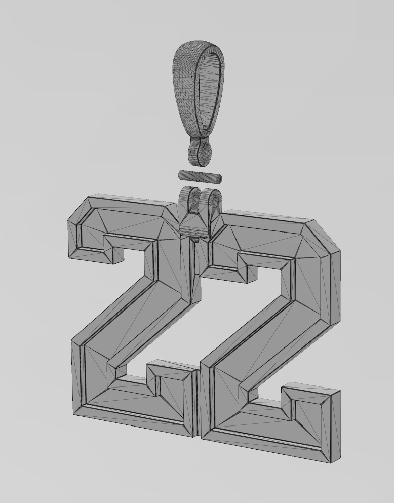 STL file 22 twenty two number pendant with bail 3D print model・3D ...