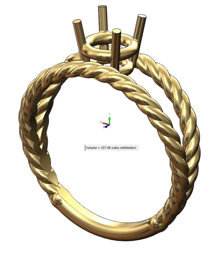 STL file Double row twisted wire ring with 6mm round diamond 3D print ...