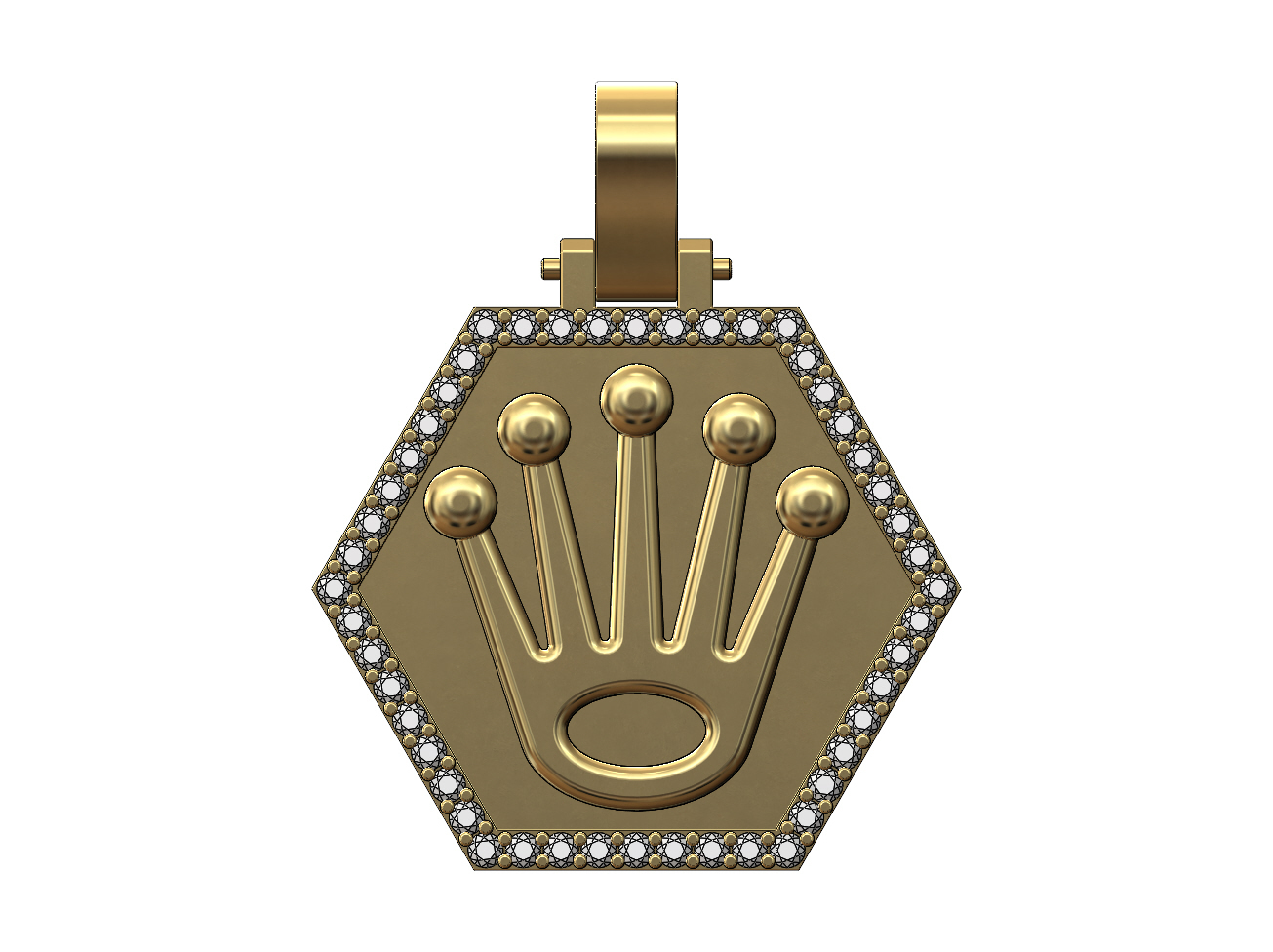 STL file Hexagonal rolex crown pendant and charm 3D print model 👑・3D ...