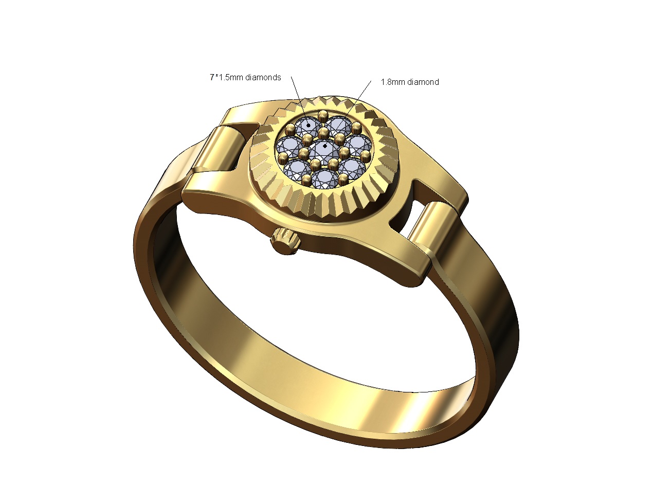 STL file Diamond cluster watch ring US sizes 5to9 3D print model 💎・3D ...