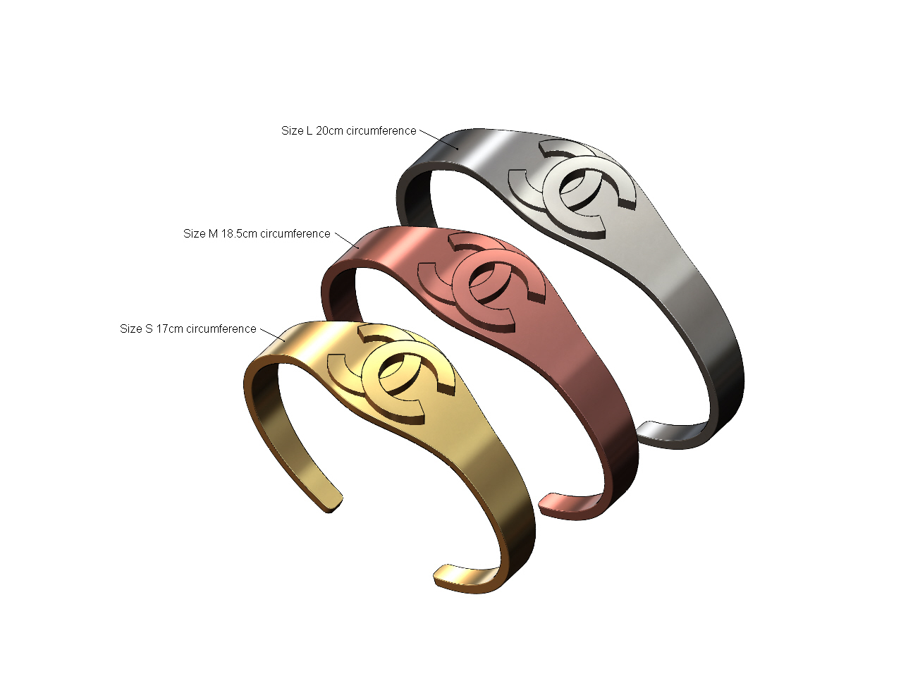 STL file Chanel logo cuff bracelet 3D print model 💫・3D printer model to ...