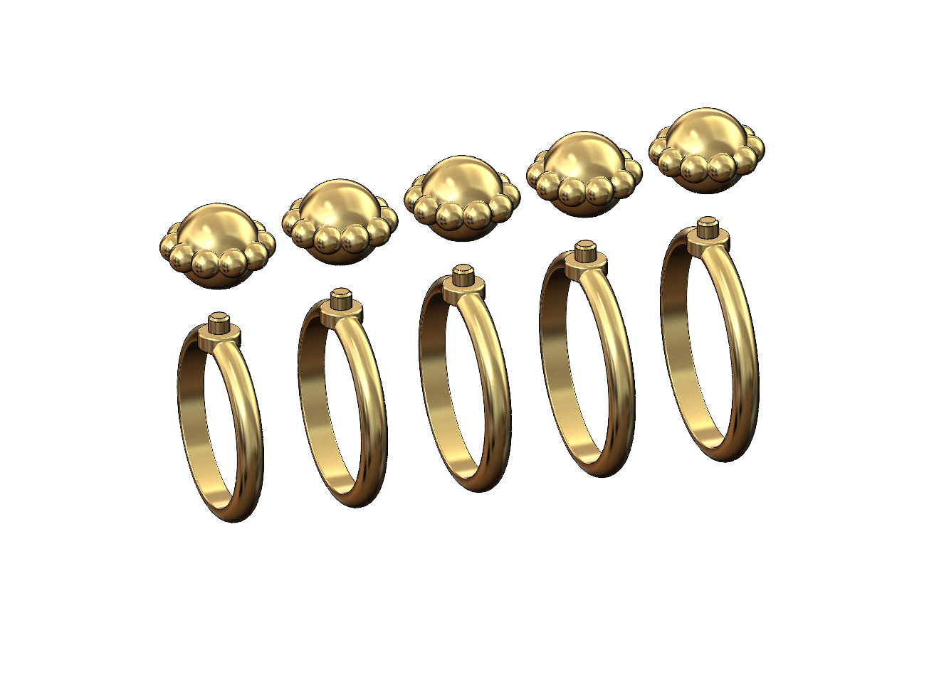 STL file Beaded 8mm gold ball ring US size 5to9 3D print model・3D ...