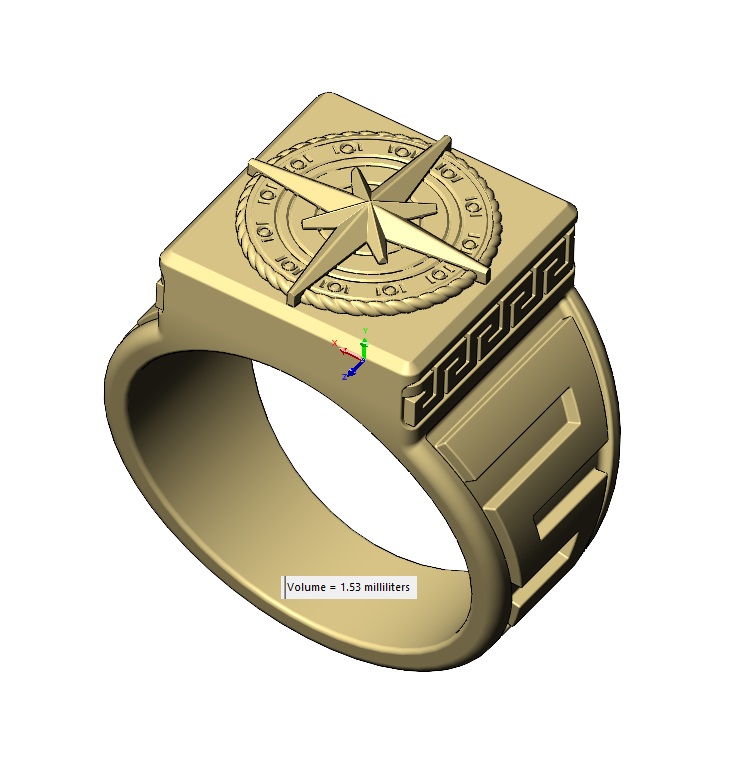 STL file Compass greek key pattern signet US size 10 3D print model 🧭 ...