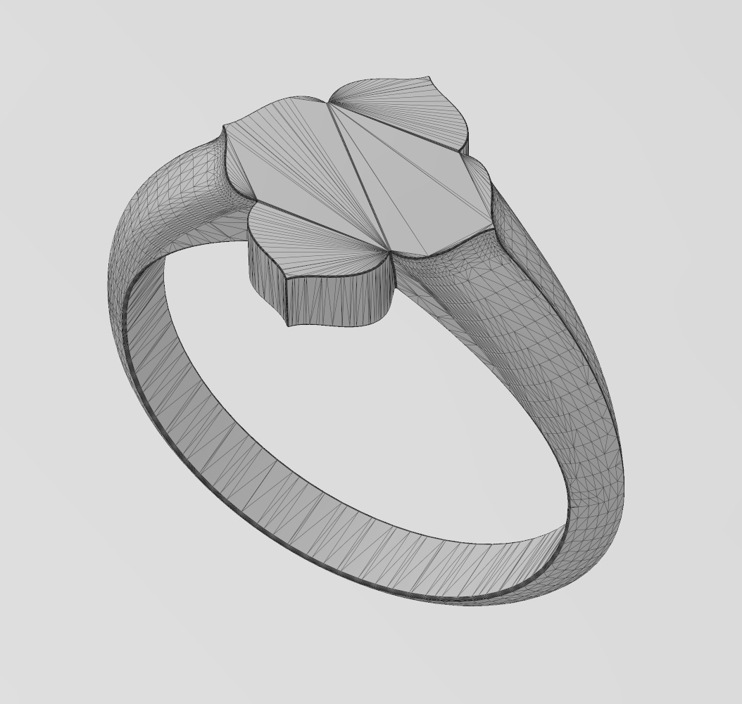 STL file Simple ornamental shaped signet ring US sizes 5to9 3D print ...