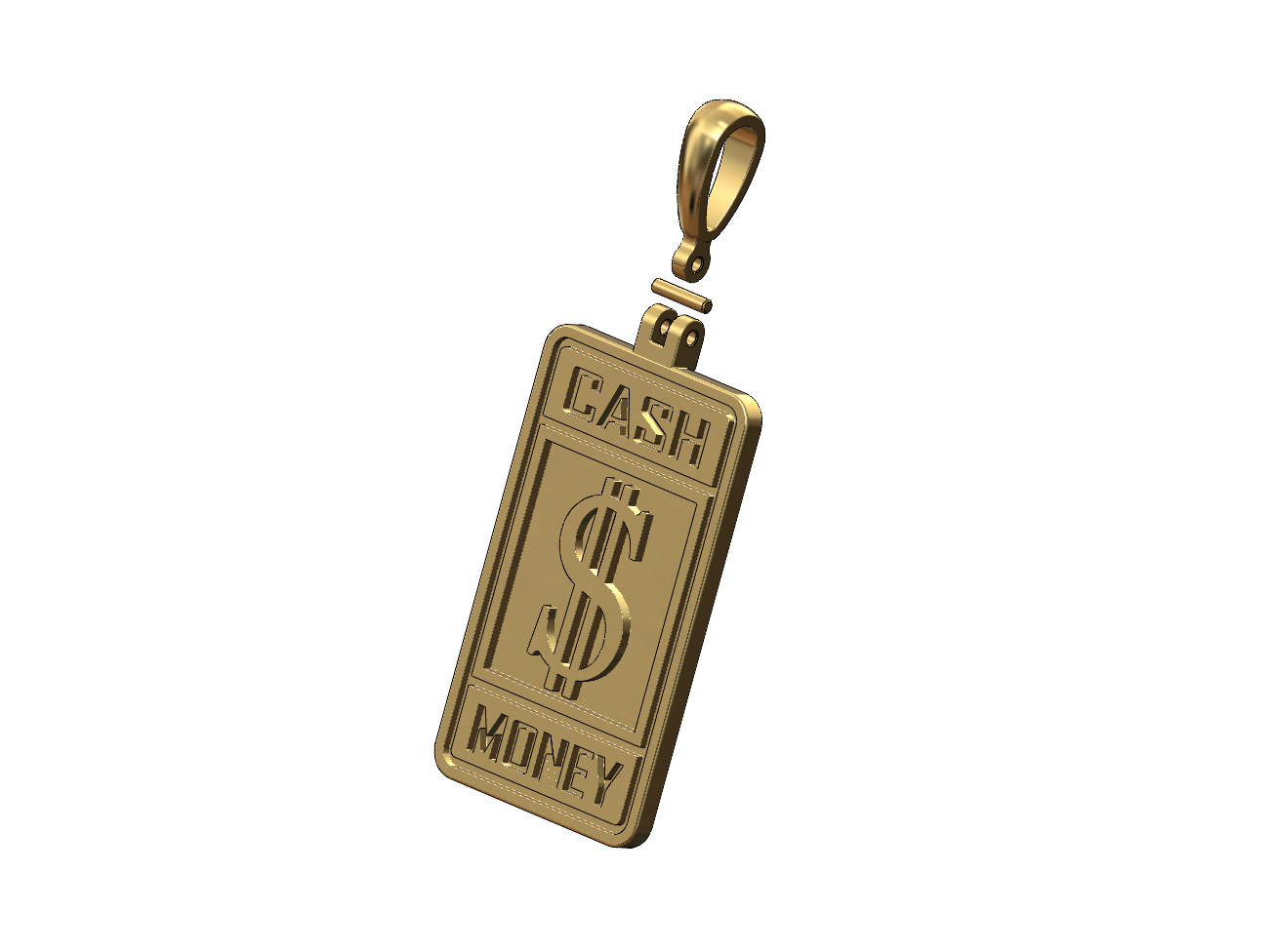 STL file Cash money rectangular pendant with bail 3D print model・3D ...
