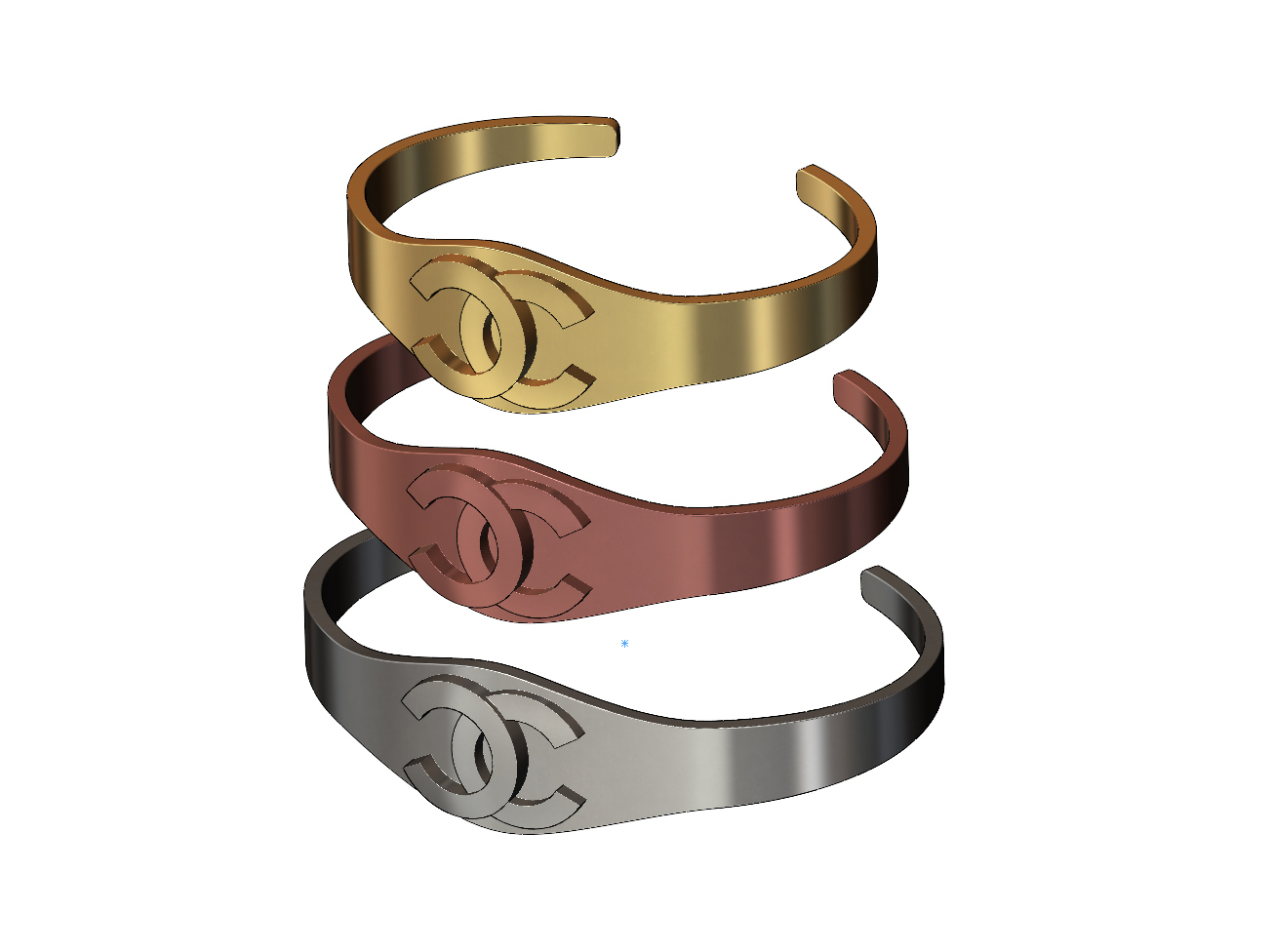 STL file Chanel logo cuff bracelet 3D print model 💫・3D printer model to ...