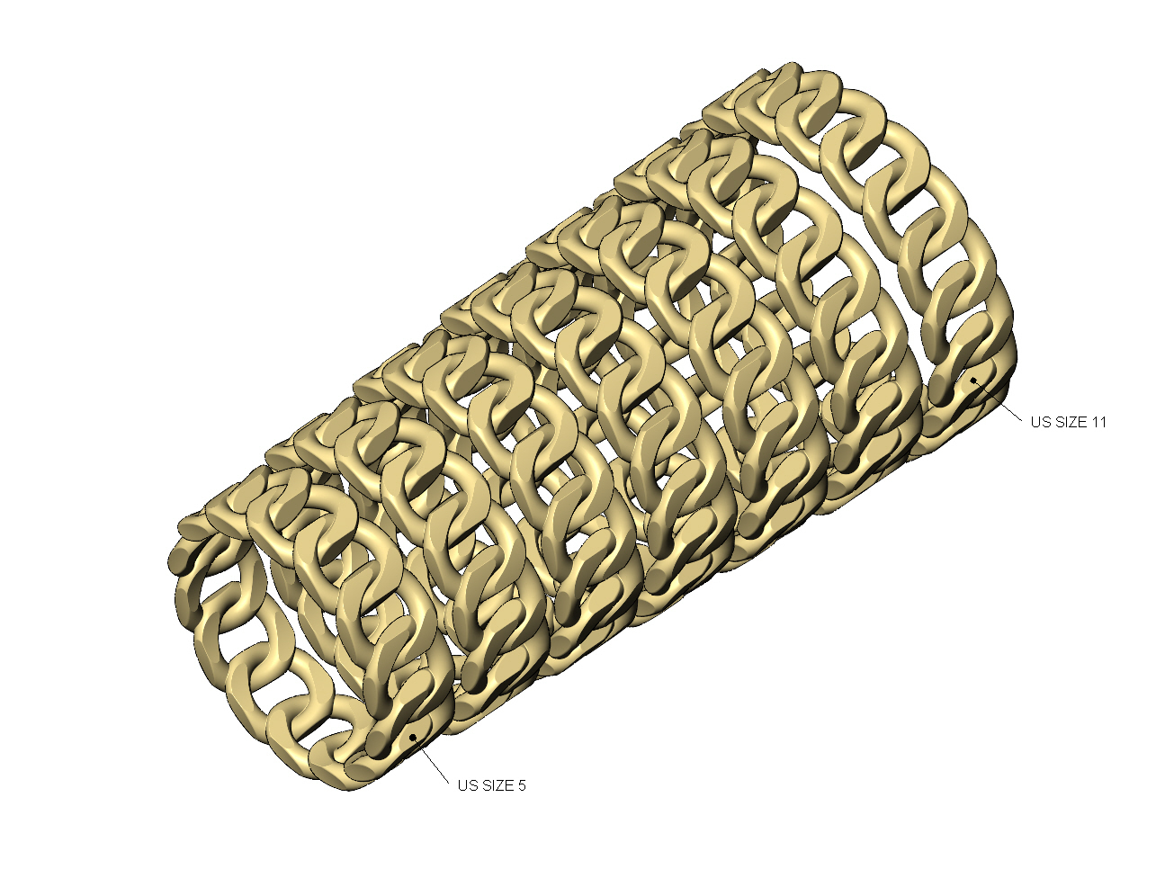 STL file Thin square facets cuban link eternity band size 5to11 3D ...