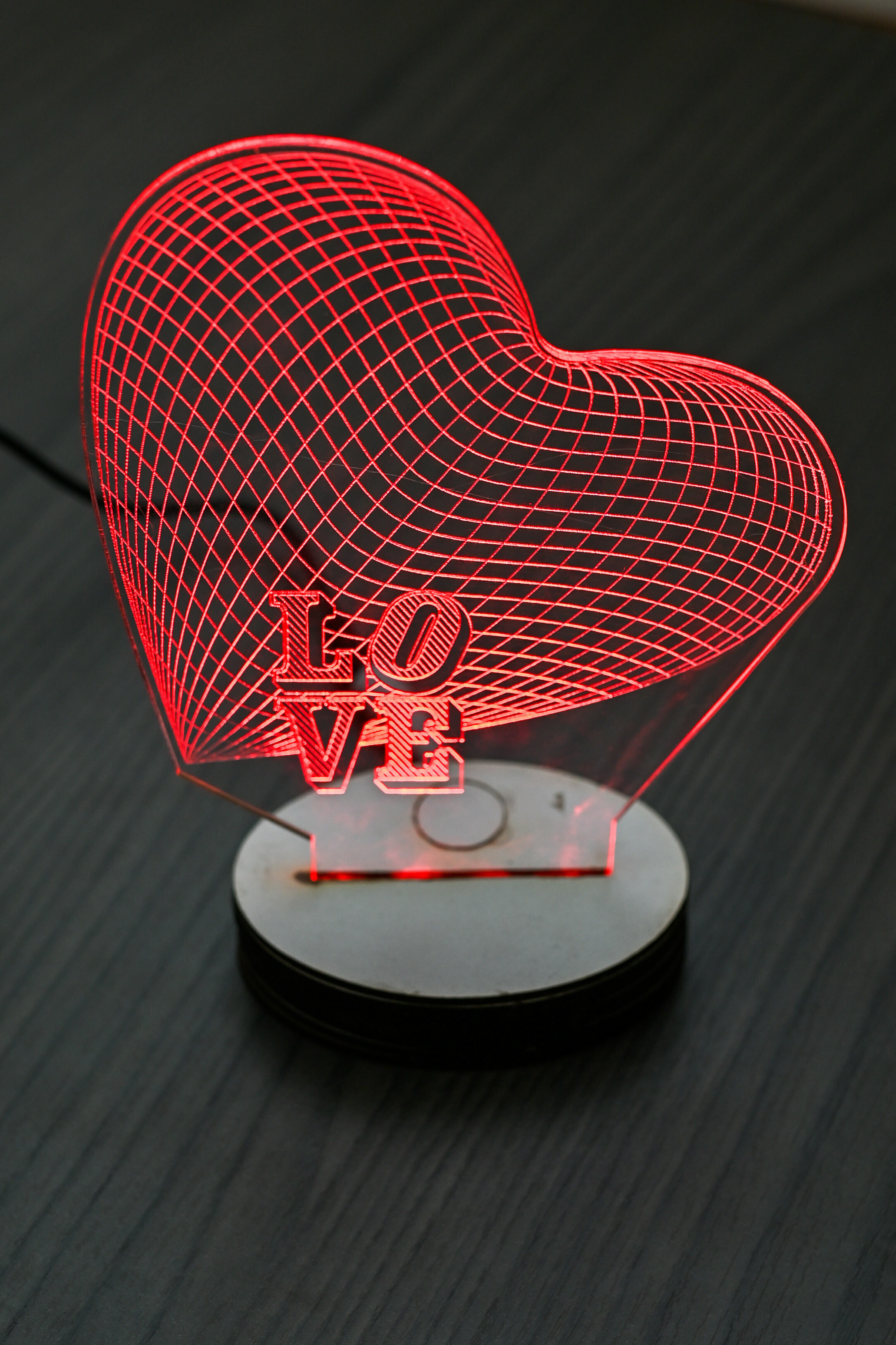 SVG file Heart lamp, led lamp, romantic lamp, love lamp, engrave ...