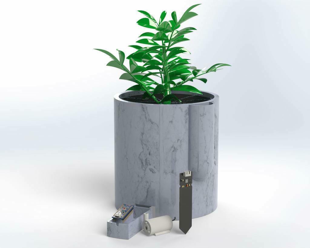 Free STL file Self watering plant pot with moisture measurement・Model ...