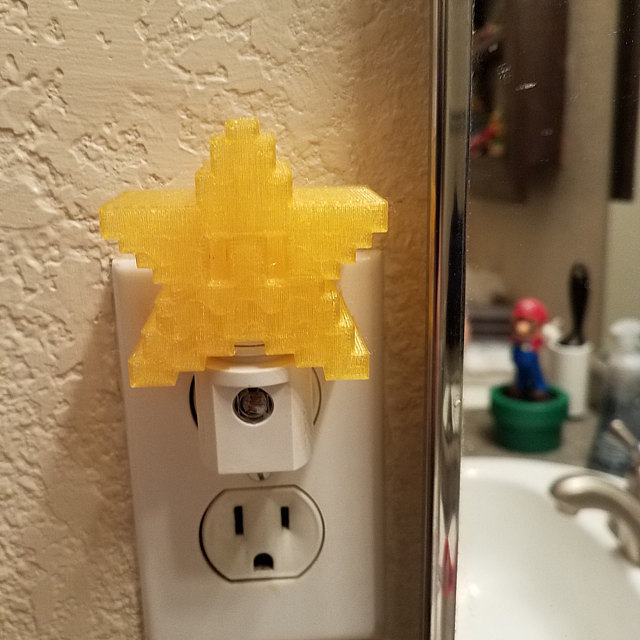 STL file 8-bit Mario Star Night Light, Original Super Mario Themed ...
