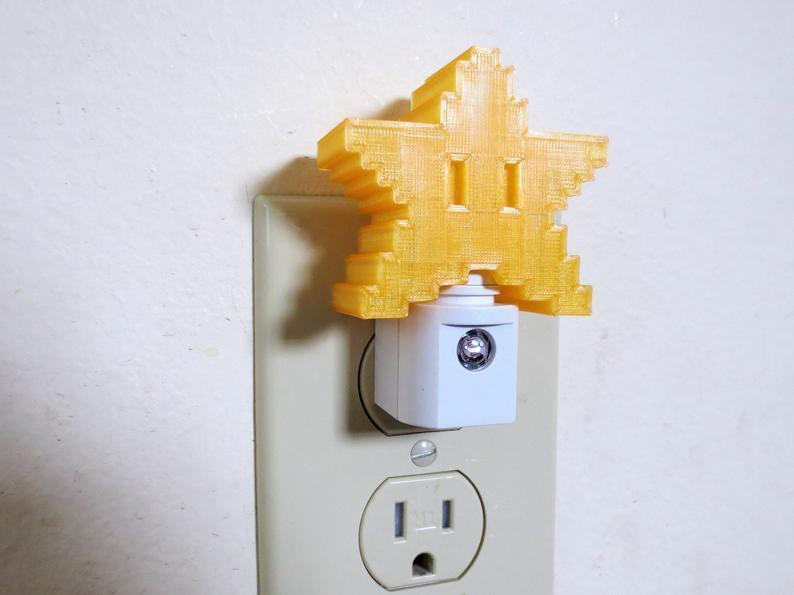 STL file 8-bit Mario Star Night Light, Original Super Mario Themed ...