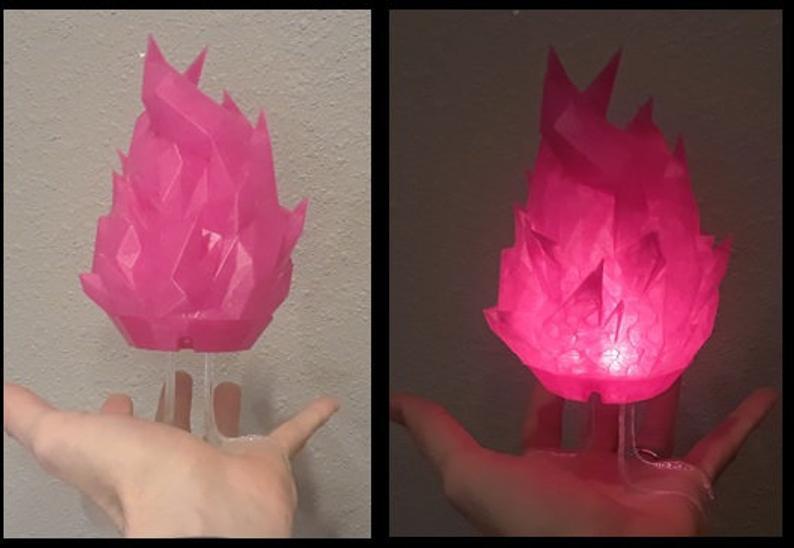 STL file Low Poly Fire, Promare Burnish Lio Flame Cosplay, Light up LED ...