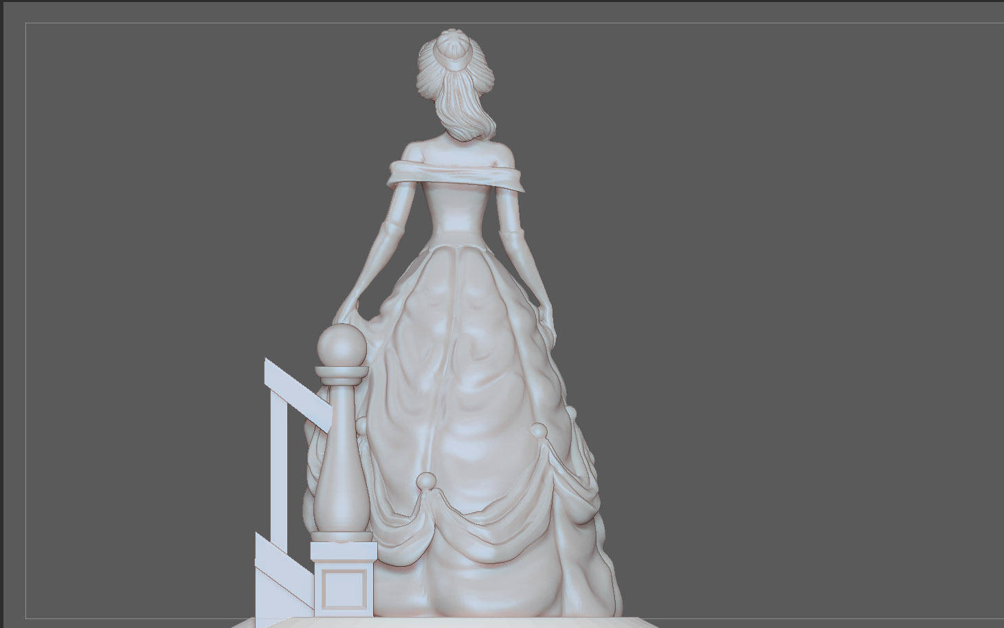 STL file BELLE PRINCESS STATUE BEAUTY AND THE BEAST DISNEY ANIME 3D ...