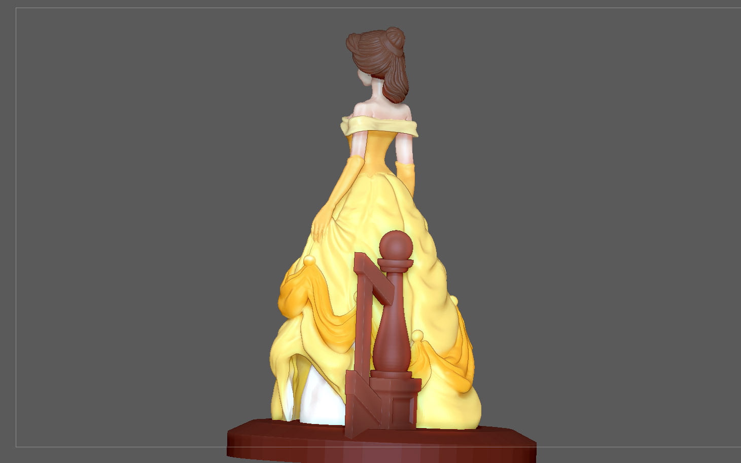 STL file BELLE PRINCESS STATUE BEAUTY AND THE BEAST DISNEY ANIME 3D ...