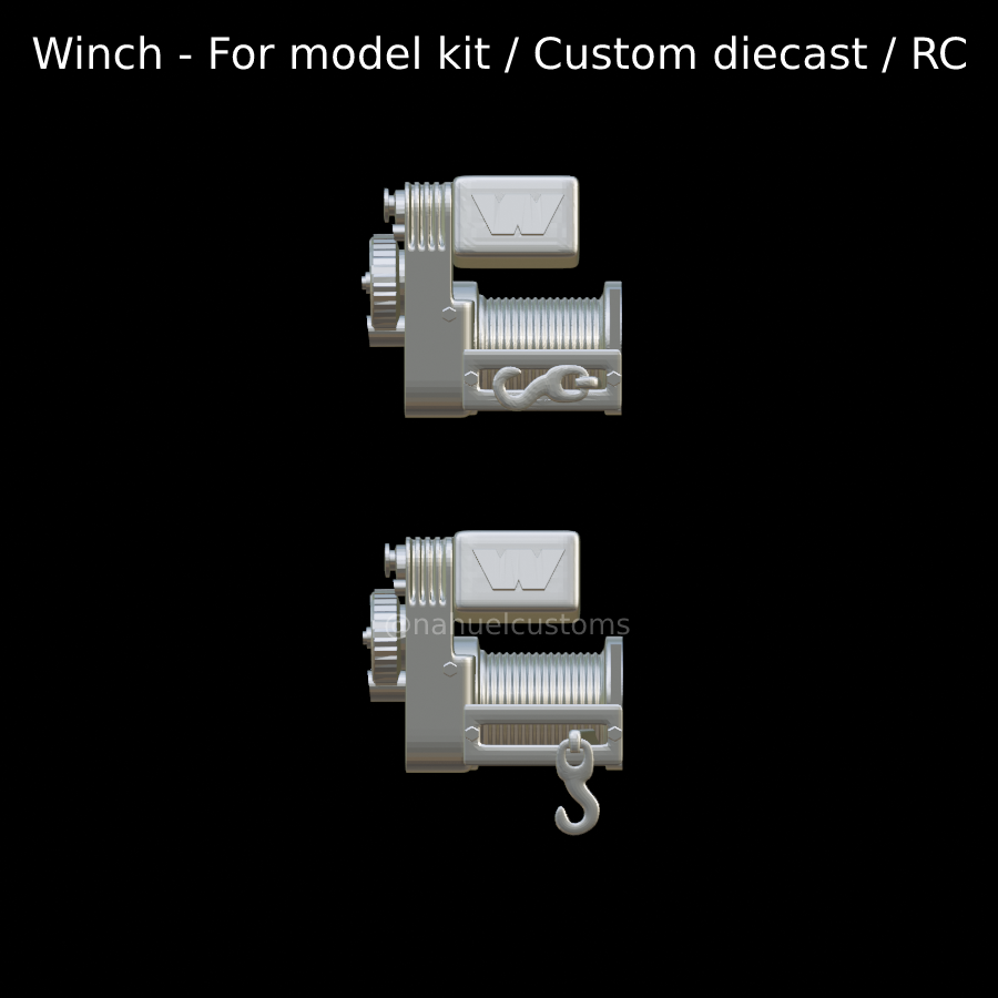 STL file Winch - For model kit / Custom diecast / RC・Design to download ...