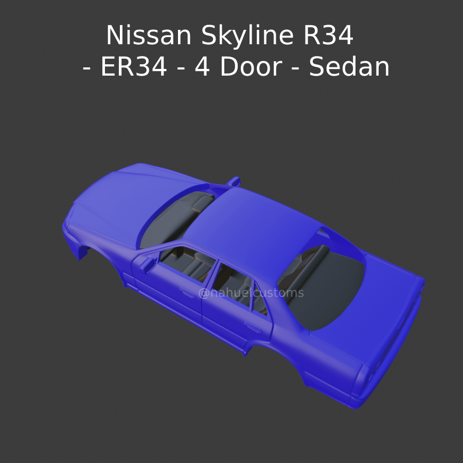 STL file Nissan Skyline R34 - ER34 - 4 Door - Sedan 🚪・3D printing ...