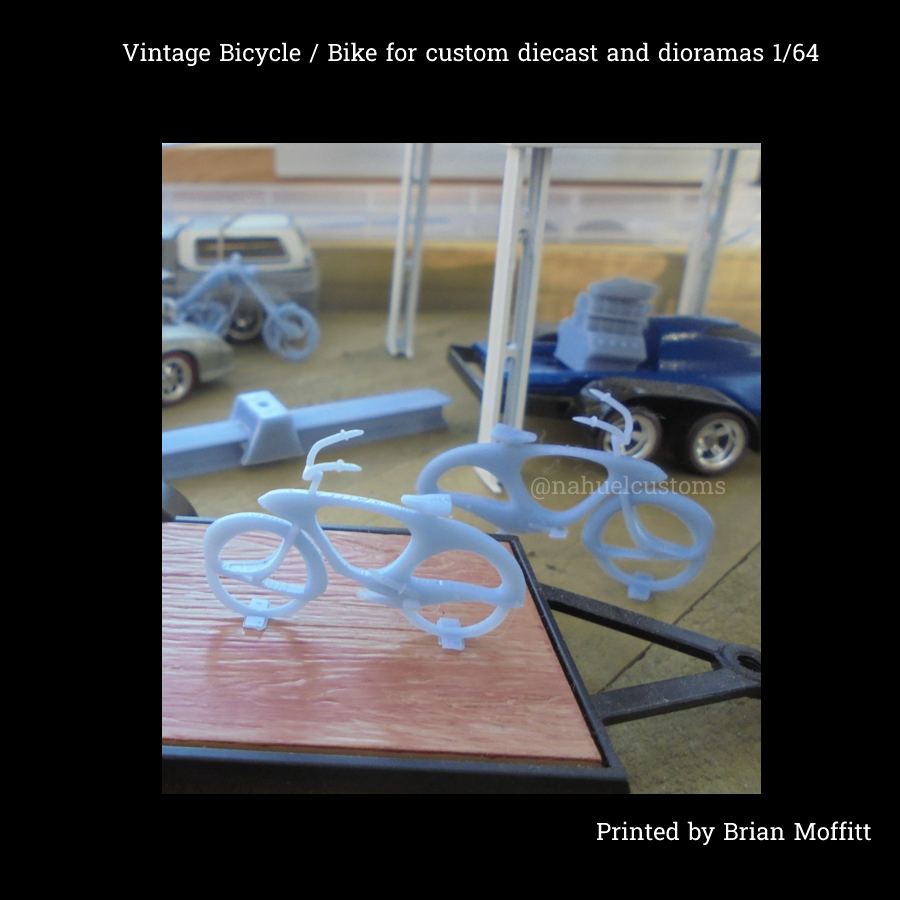 STL file Vintage Bicycle / Bike for custom diecast and dioramas 1/64 ...