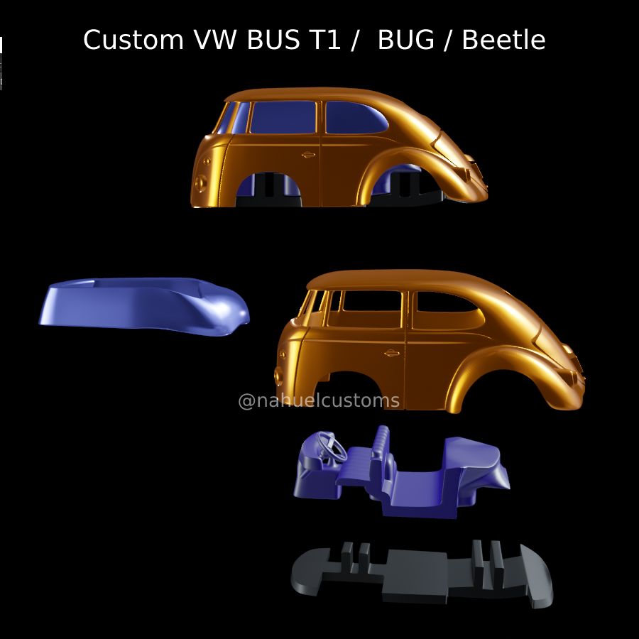 STL file Custom VW BUS T1 / BUG / Beetle・3D printer design to download ...