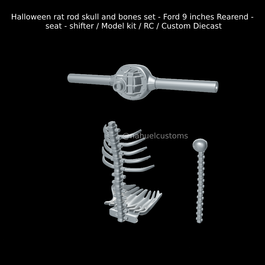 STL file Halloween rat rod skull and bones set - Ford 9 inches Rearend ...