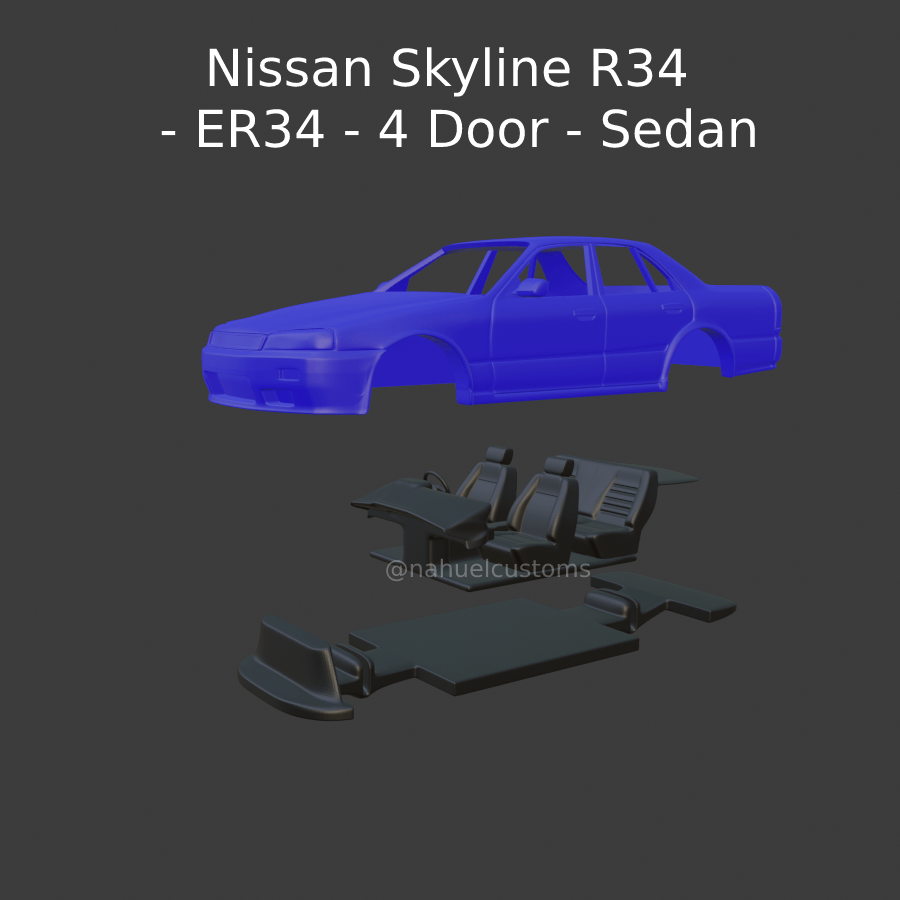 STL file Nissan Skyline R34 - ER34 - 4 Door - Sedan 🚪・3D printing ...