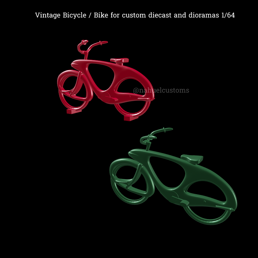STL file Vintage Bicycle / Bike for custom diecast and dioramas 1/64 ...
