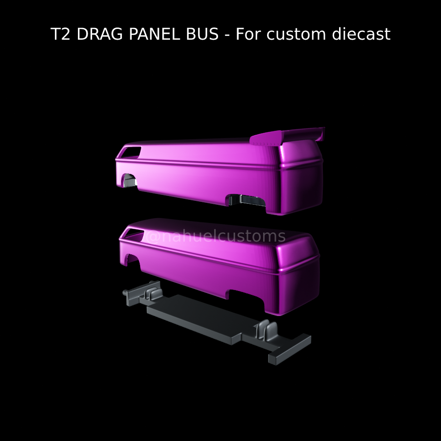 STL file T2 DRAG PANEL BUS - For custom diecast 🚌・Template to download ...