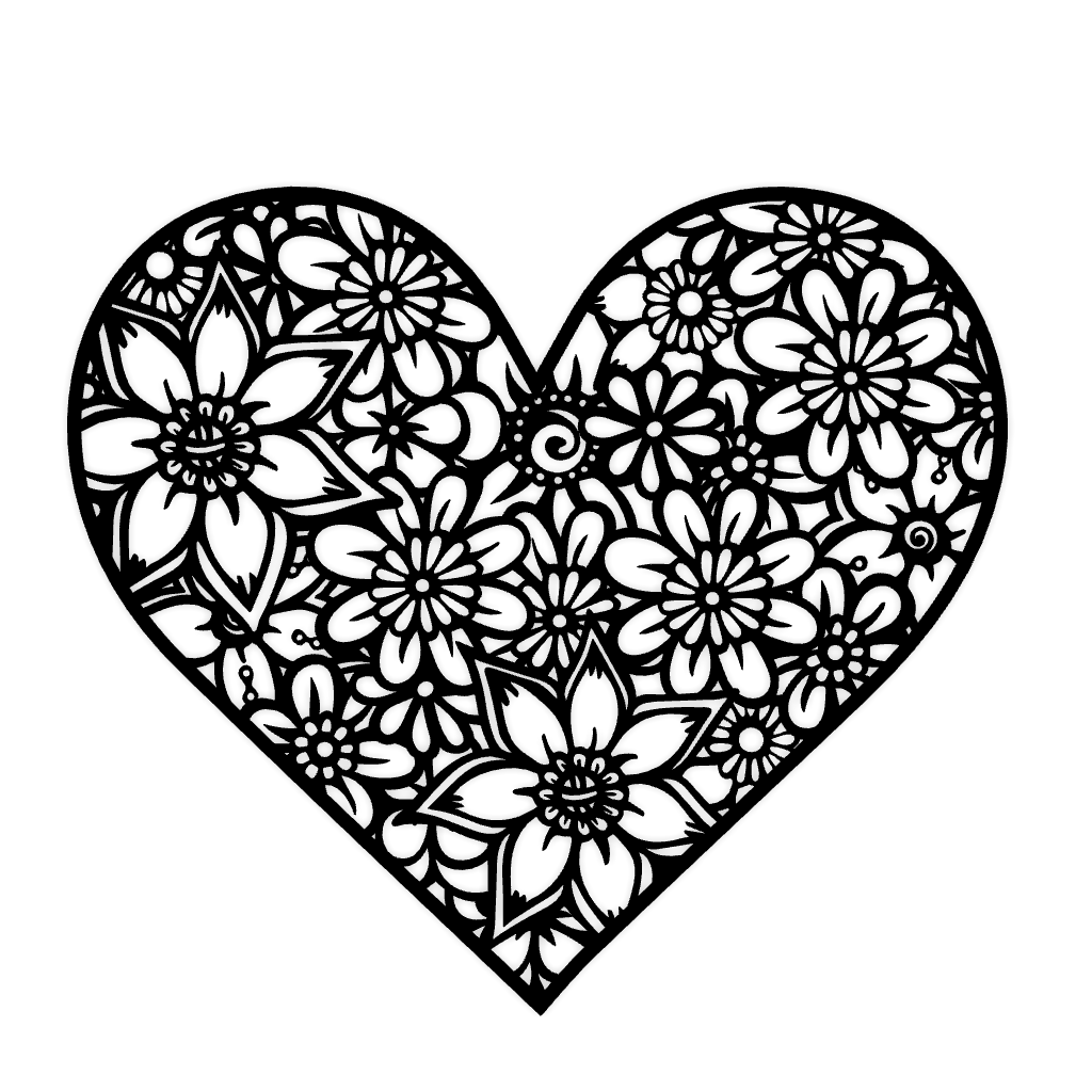 STL file Floral Heart 2D Art・3D printer design to download・Cults