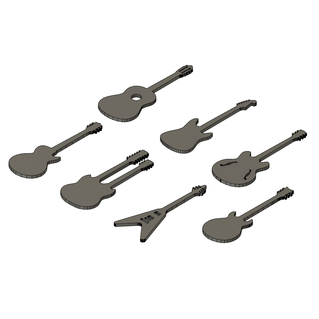 3D file 7 Different 2D Music Guitars Art・Model to download and 3D print ...