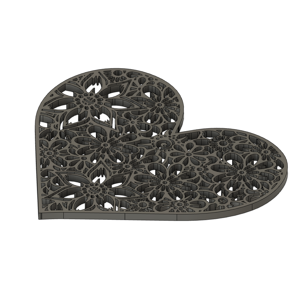 STL file Floral Heart 2D Art・3D printer design to download・Cults