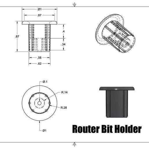 Download free STL file Router Bit Holder Insert • Object to 3D print ...