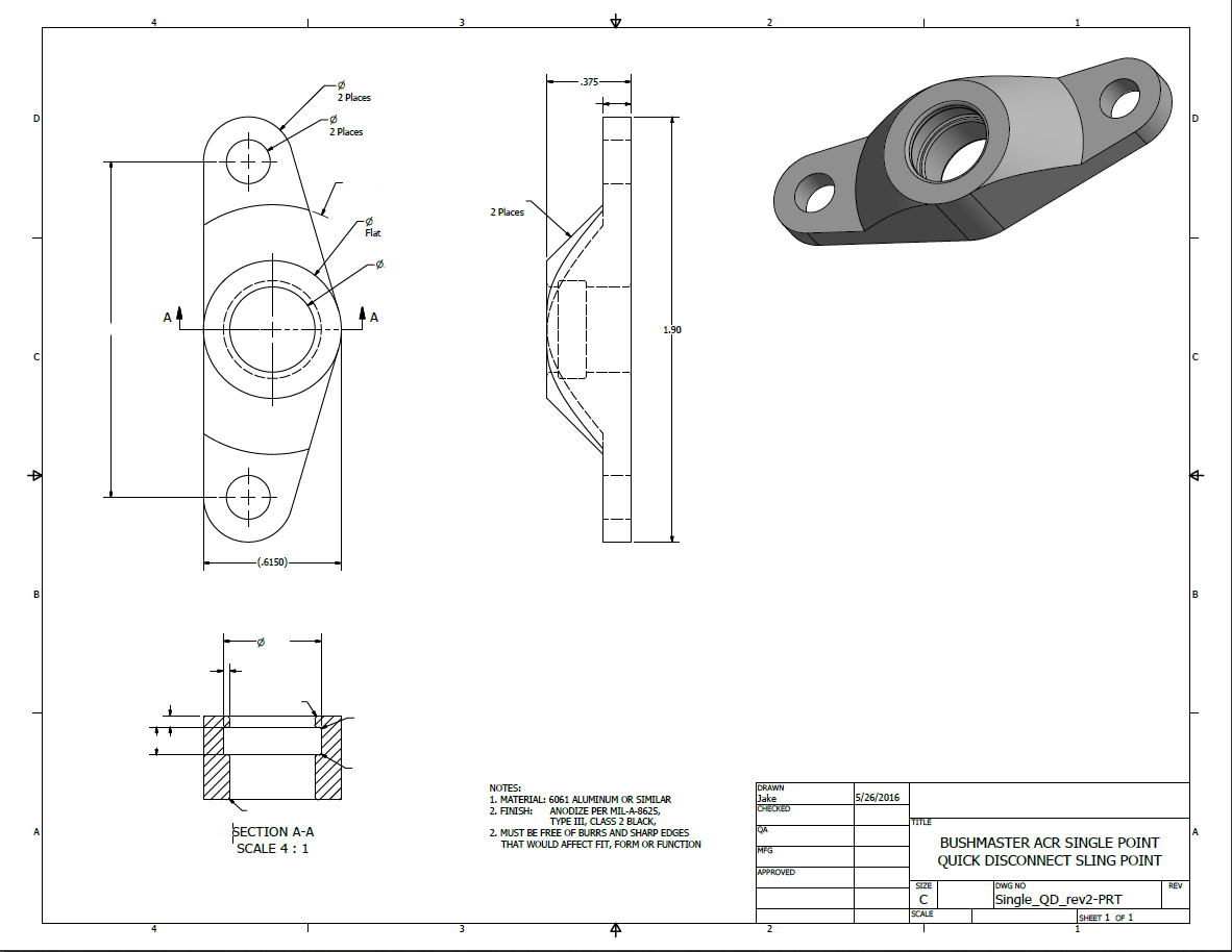 STL file QD Sling Point for ACR・3D printing idea to download・Cults