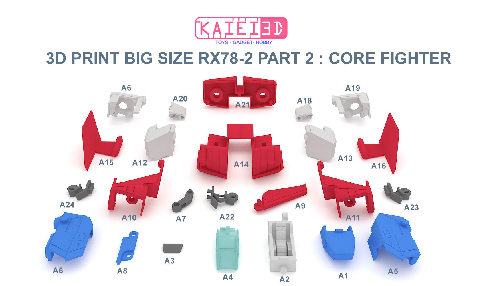 3D file BIG size Gundam RX78-2 core fighter 🤖・3D printer model to ...
