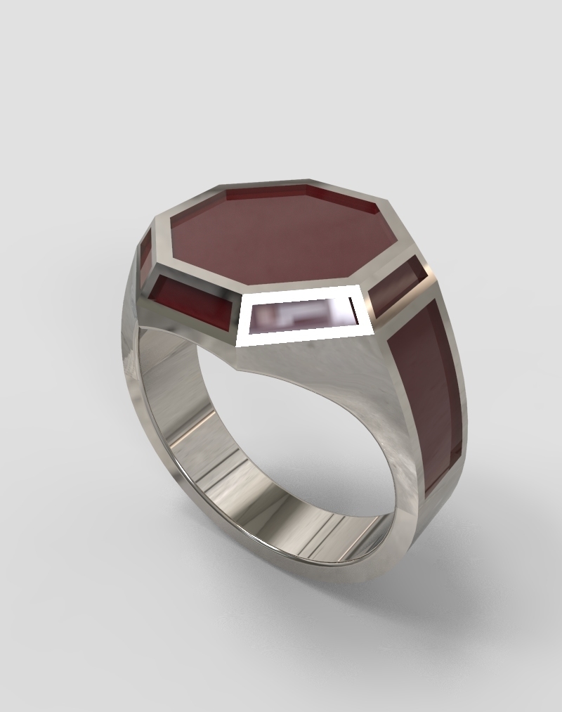STL file Ring Octagon Chevaliere 💍・Model to download and 3D print・Cults
