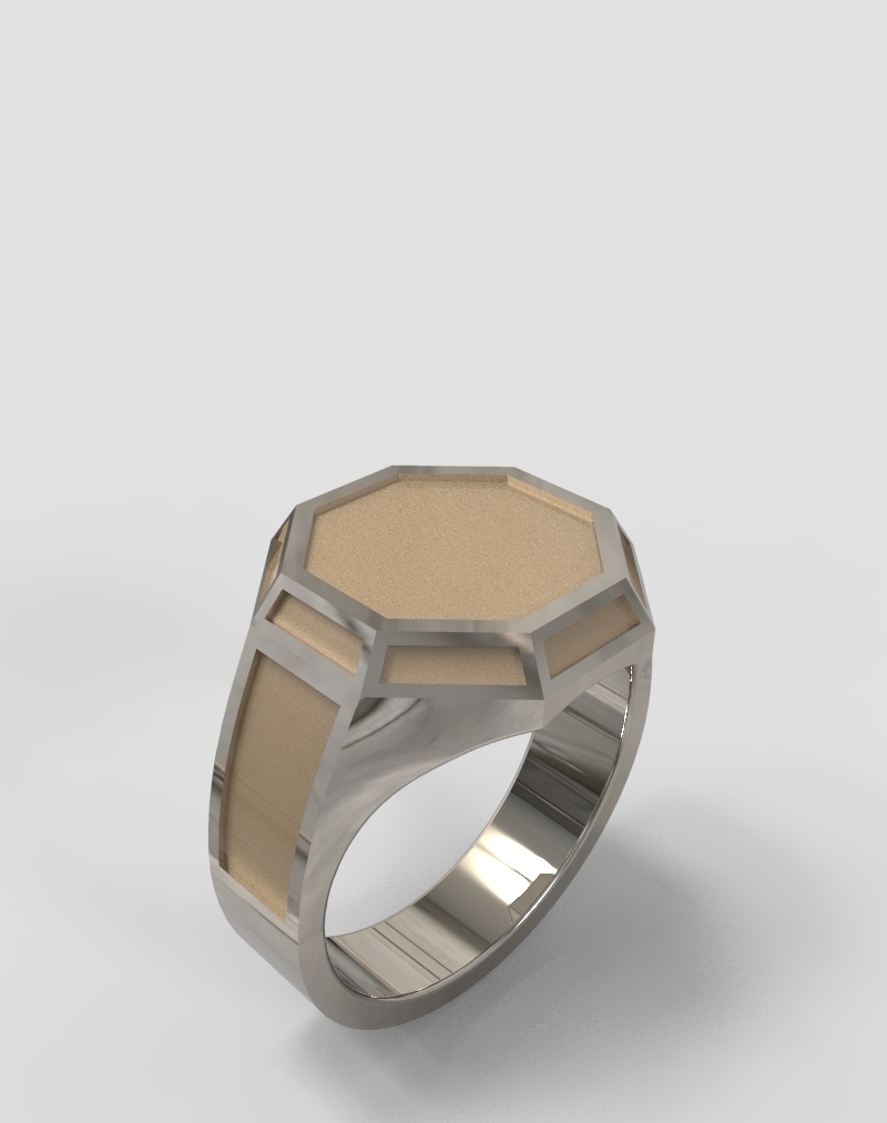 STL file Ring Octagon Chevaliere 💍・Model to download and 3D print・Cults