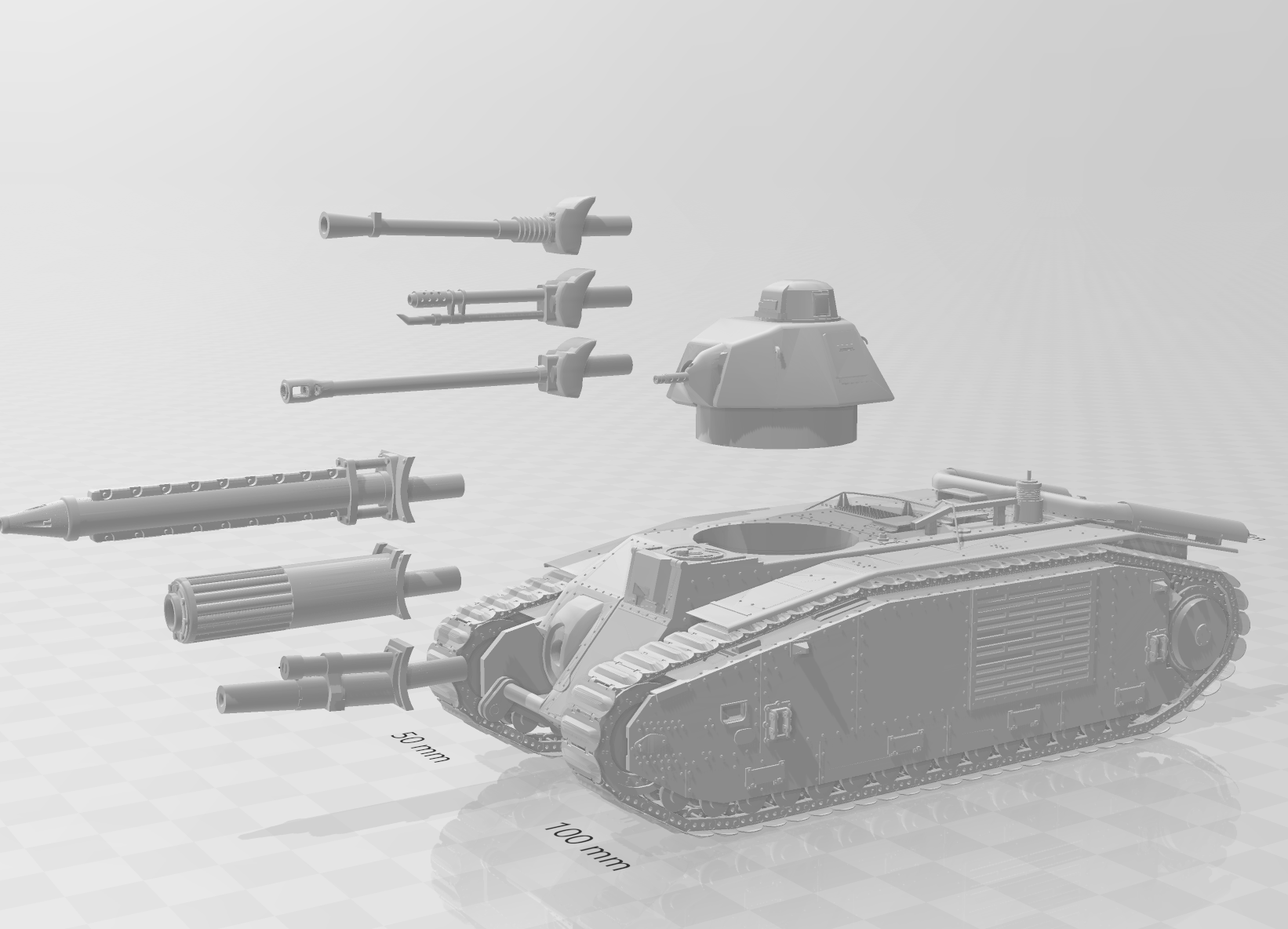 Free STL file Char B1 Ter, Quater, and Pz. B-2 740(L) for Dust Warfare ...