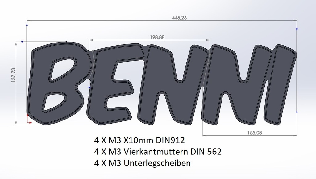 3D-Datei BEN BENNI BENNO LED Namen Leuchtbuchstaben 3 Namen kostenlos ...