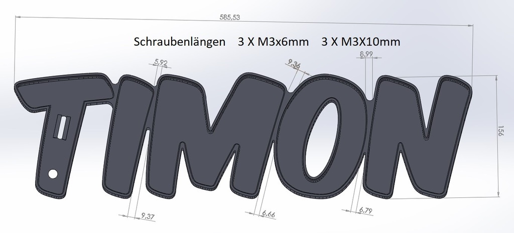 STL file Tim Timo Timon LED illuminated letters 3 names・3D printing ...