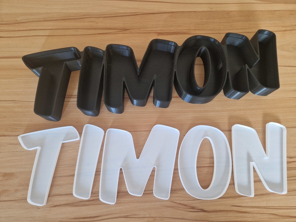 STL file Tim Timo Timon LED illuminated letters 3 names・3D printing ...