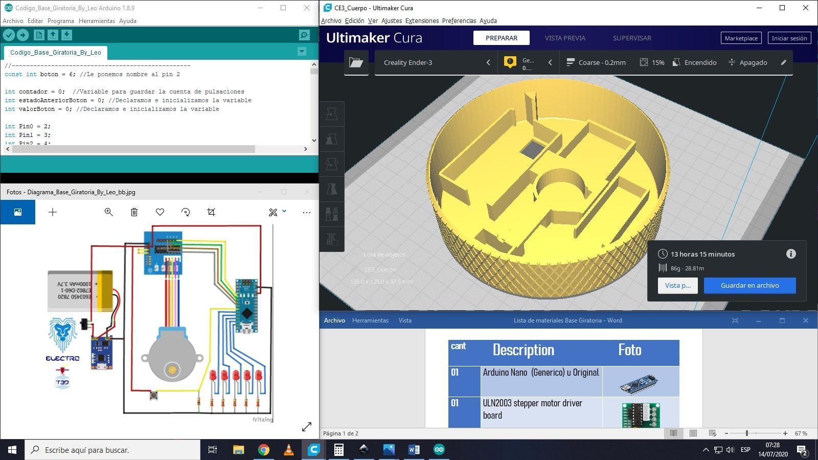 3D file Rotary base, Arduino Nano, Rechargeable・3D printer model to ...