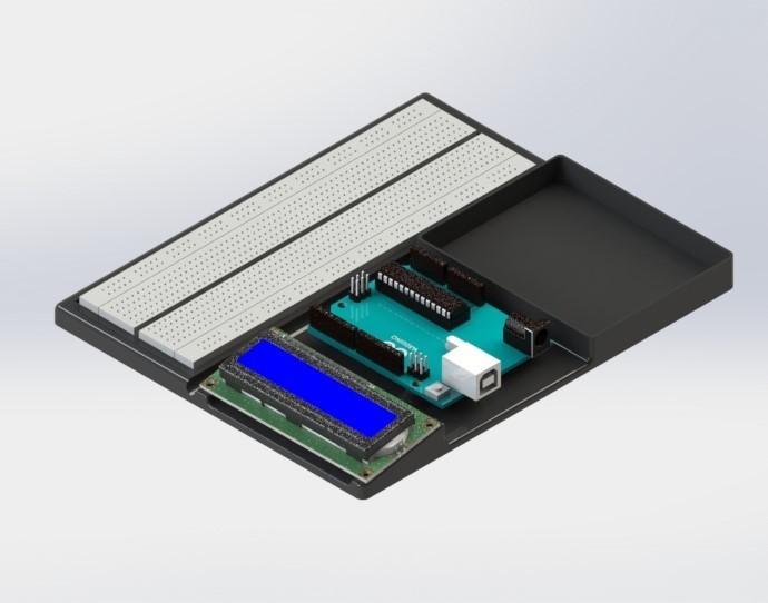 STL file Arduino support with breadboard and LCD 16x2・3D print design to download・Cults
