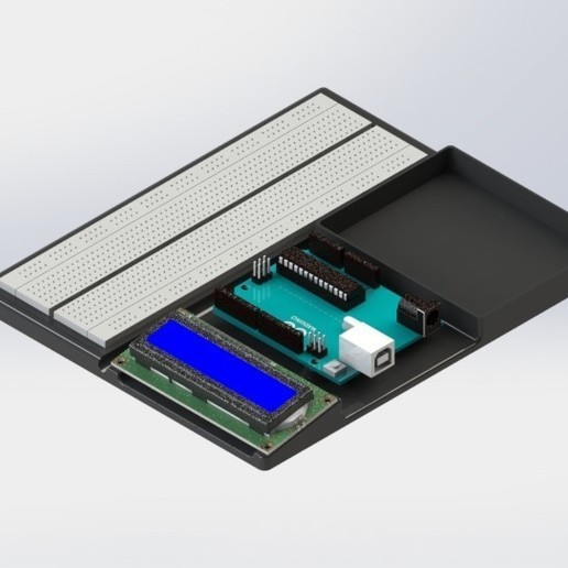 Download STL file Arduino support with breadboard and LCD 16x2 • 3D printer object ・ Cults