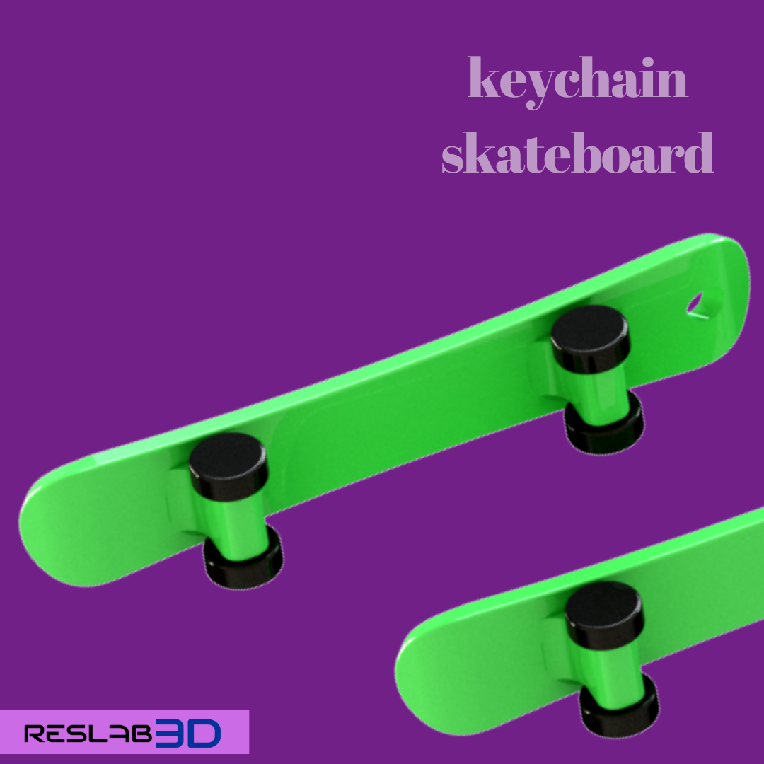 Free STL file KEYCHAIN SKATEBOARD・3D print design to download・Cults
