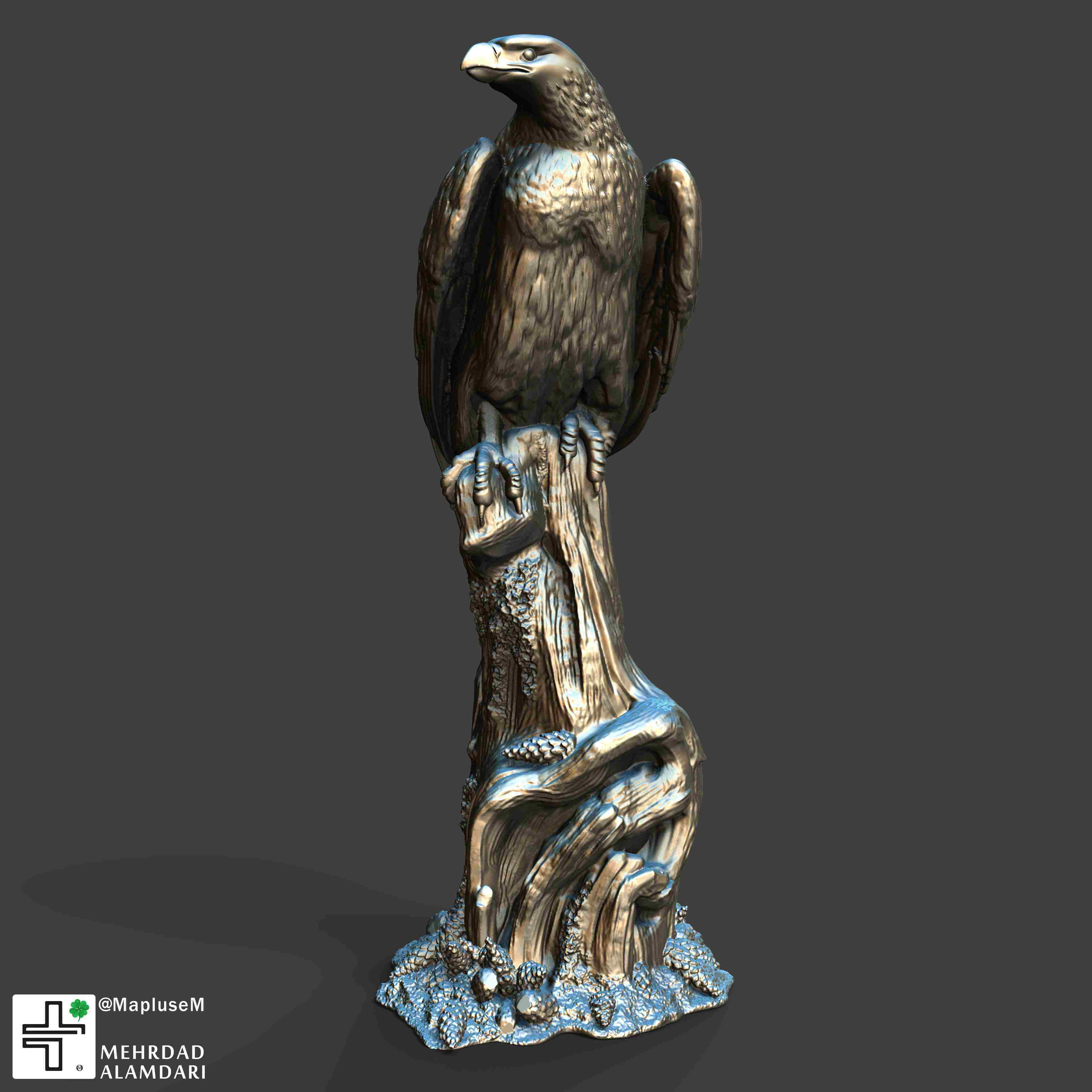 3D file Eagle_On_Wood・Template to download and 3D print・Cults