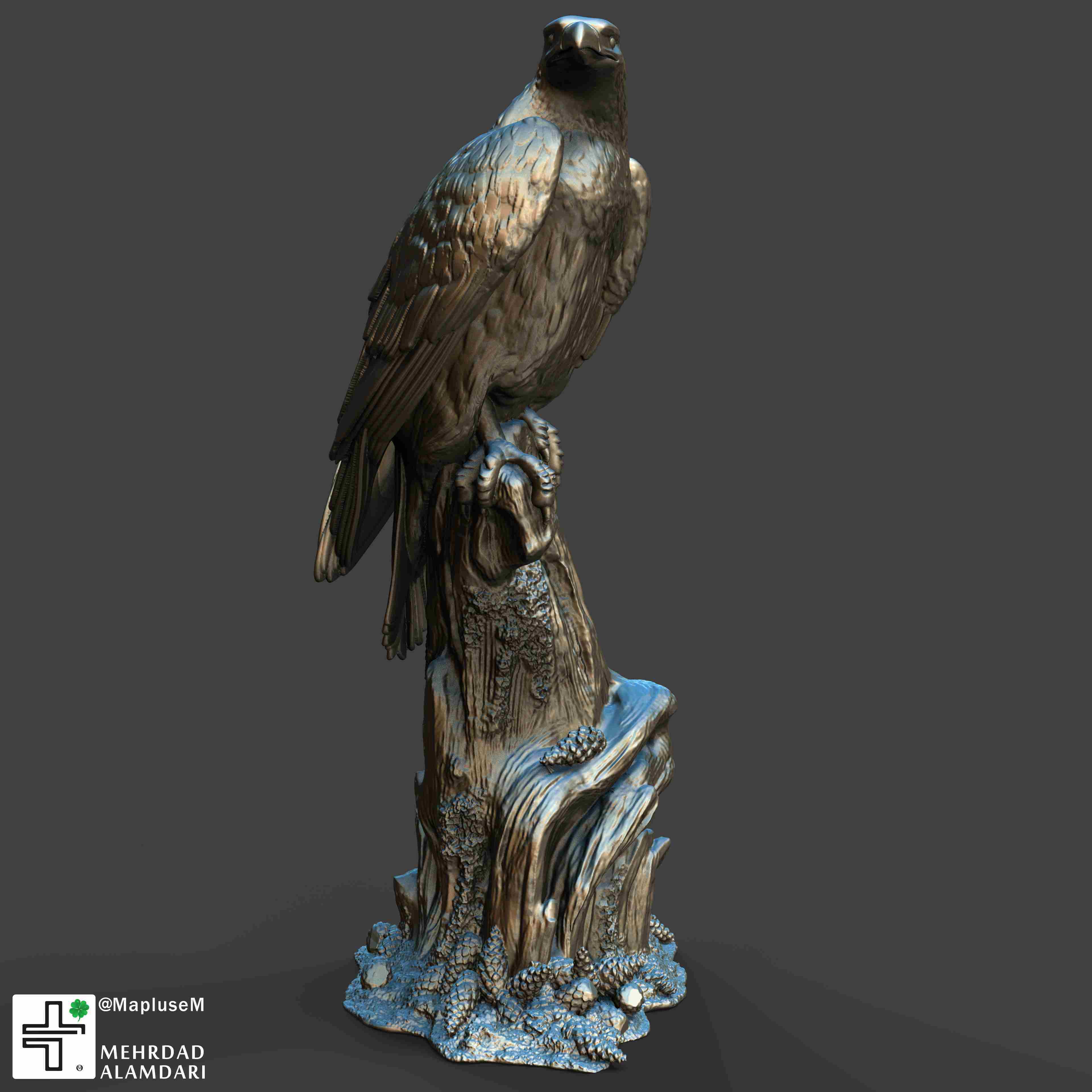 3D file Eagle_On_Wood・Template to download and 3D print・Cults