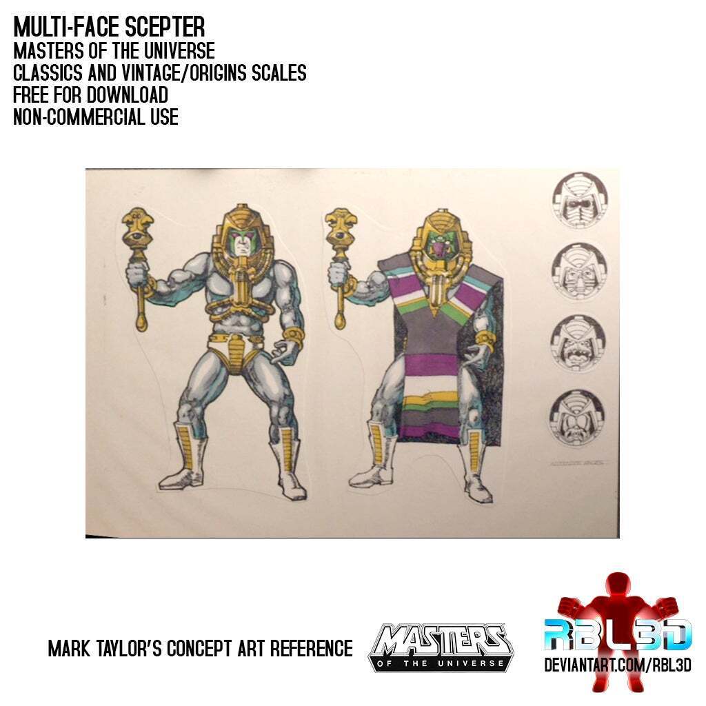 Free OBJ file Man-e-Faces/Multi-Face Scepter (Motu)・3D printer model to ...